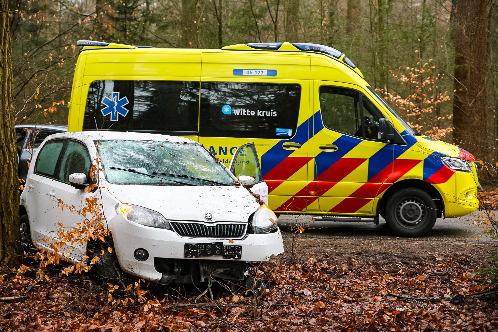 Automobiliste botst tegen twee bomen en raakt gewond Beekbergen | 112 Nieuws Nederland