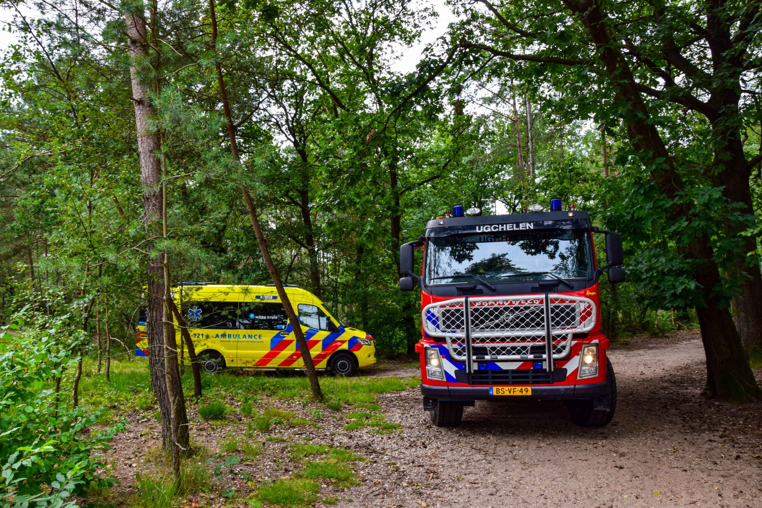 Hulpdiensten komen met moeite bij gewonde vrouw in bos Ugchelen | 112 ...